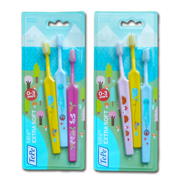 TePe MINI X-SOFT zubní kartáčky 3 ks pro děti do 3 let | ČistímeSiZuby.cz